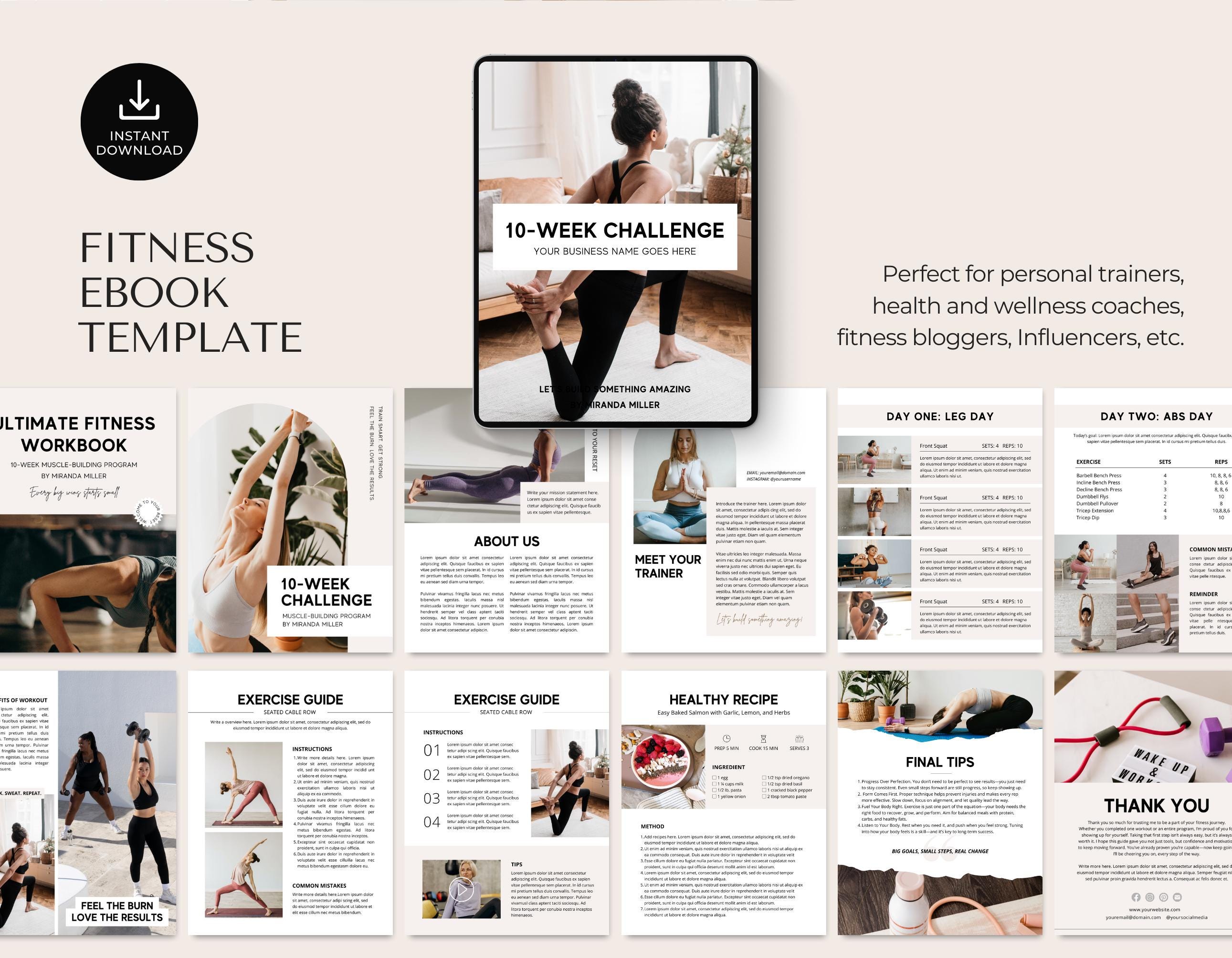 Fitness Ebook Template | Fitness Program Planner | Fitness Yoga Coach ...