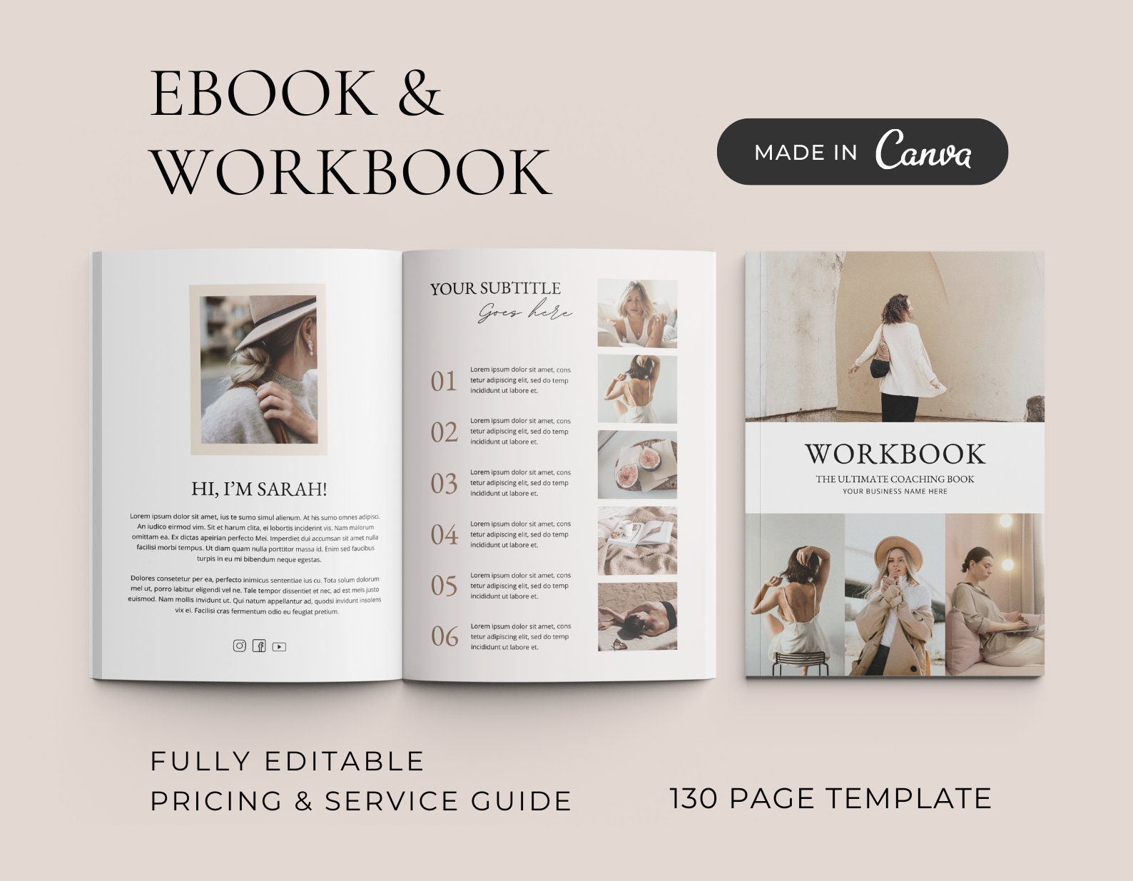 130 Page Ebook Template | Coaching Course Template | for Freelancers ...
