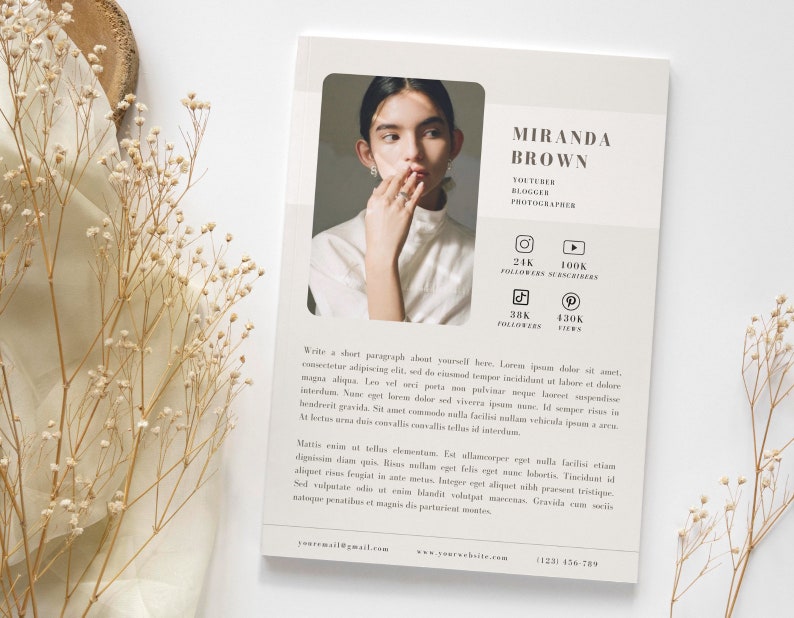 Media Kit Template Influencer Rate Card Template blogger - Etsy