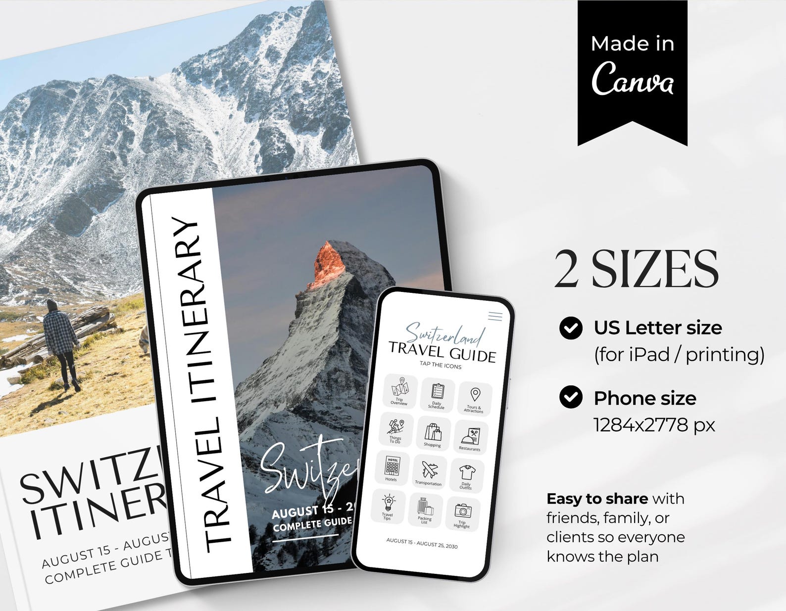 Editable Travel Itinerary Template | Trip Itinerary | Printable Travel ...