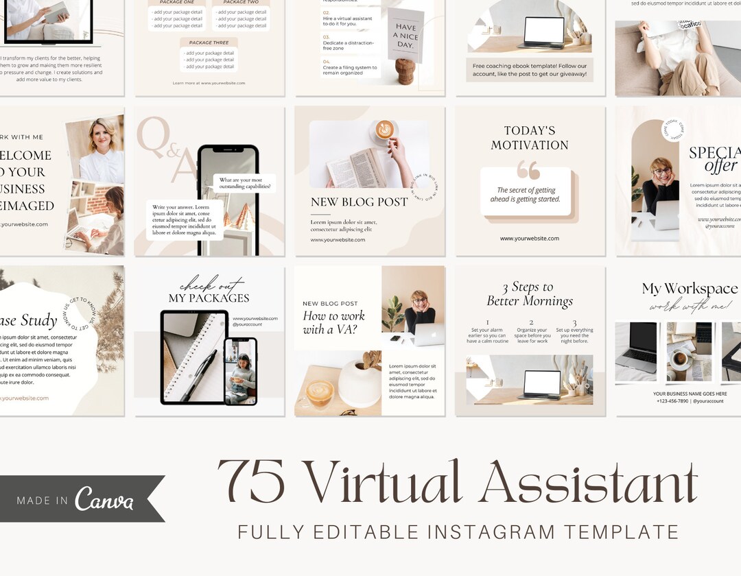 Virtual Assistant Instagram Templates Social Media Manager Templates ...