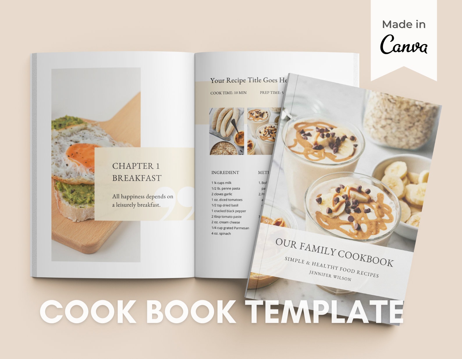 Cookbook Template | Recipe Book Template | Editable Canva Ebook ...