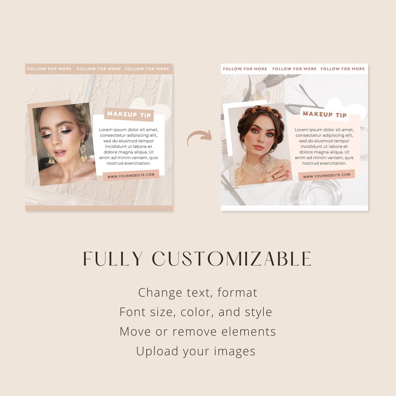 Makeup Artist Instagram Post Templates Beauty Skincare - Etsy