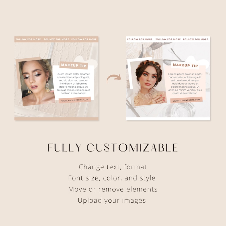 Makeup Artist Instagram Post Templates Beauty Skincare - Etsy