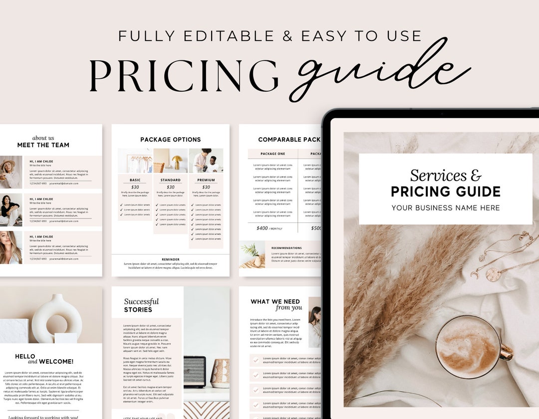 Services and Pricing Guide Template| Price List, Linesheet Template ...