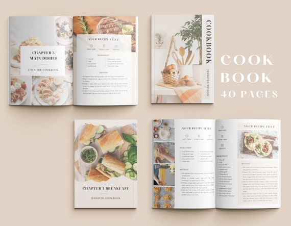Cookbook Template Recipe Book Template Editable Canva - Etsy