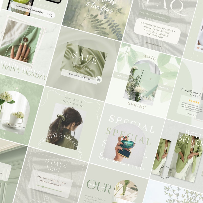 Green Instagram Templates Minimalist Instagram Post Template - Etsy