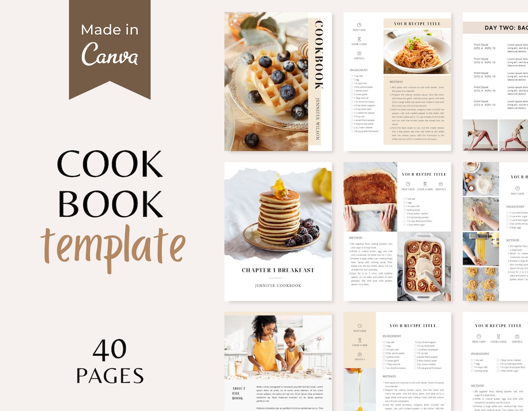 Recipe Book Template Canva Cookbook Template Recipe Ebook Template Meal ...
