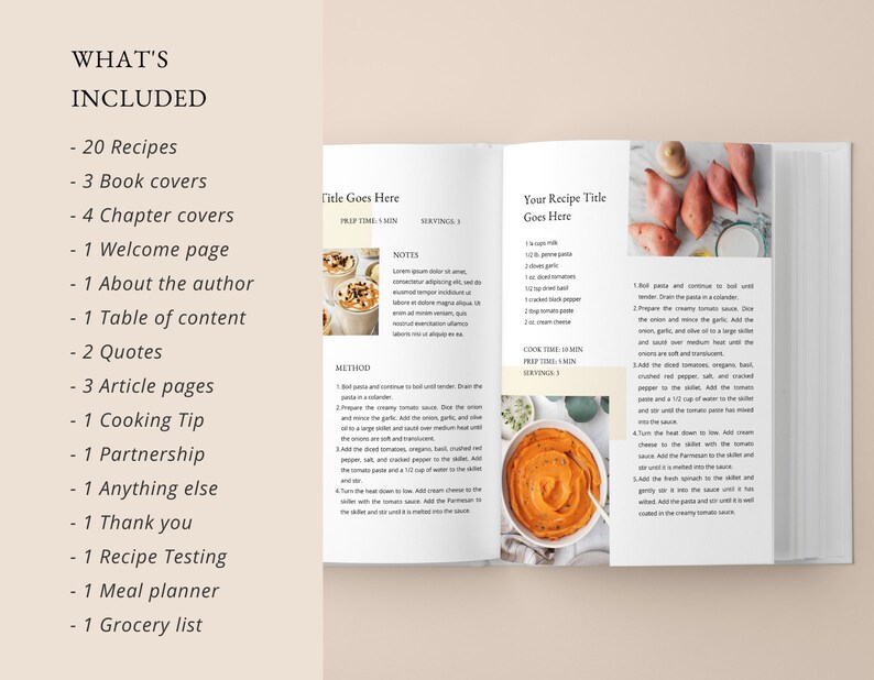 Cookbook Template Recipe Book Template Editable Canva - Etsy