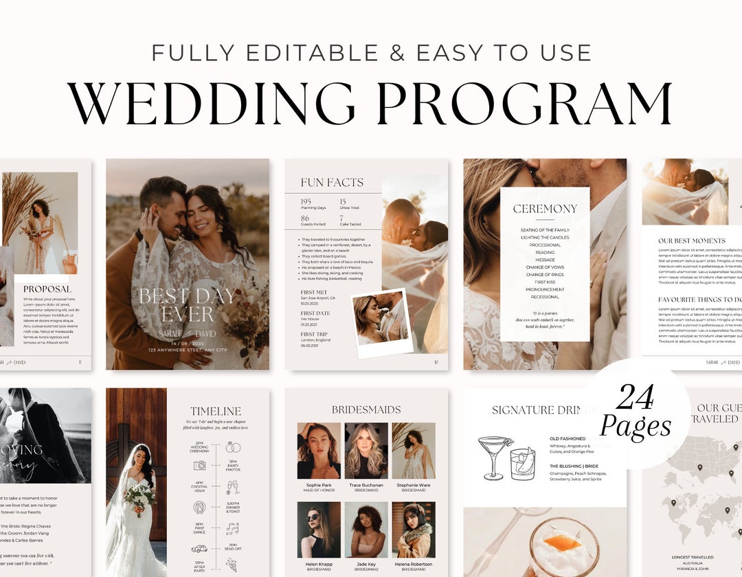 Wedding Day Magazine Template | Wedding Program Template | Infographic ...