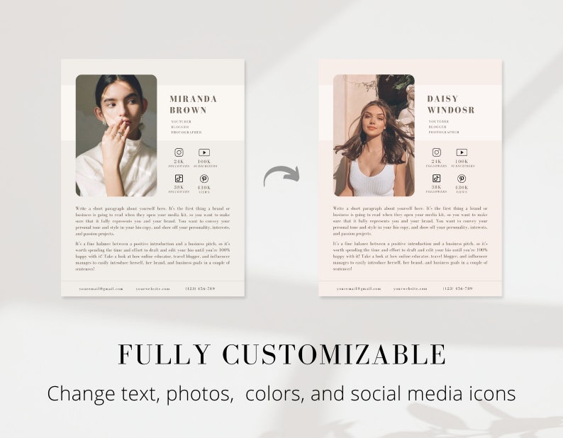 Media Kit Template Influencer Rate Card Template blogger - Etsy