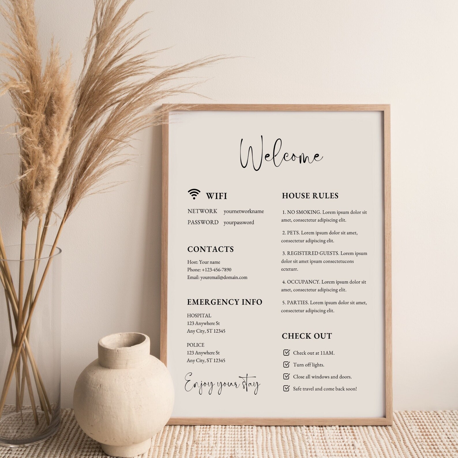 1 Page Airbnb Welcome Sign Template Short Term Rental Welcome - Etsy