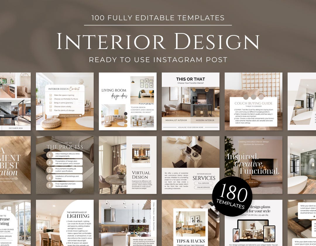 Interior Design Instagram Post Template | Interior Design IG Post ...
