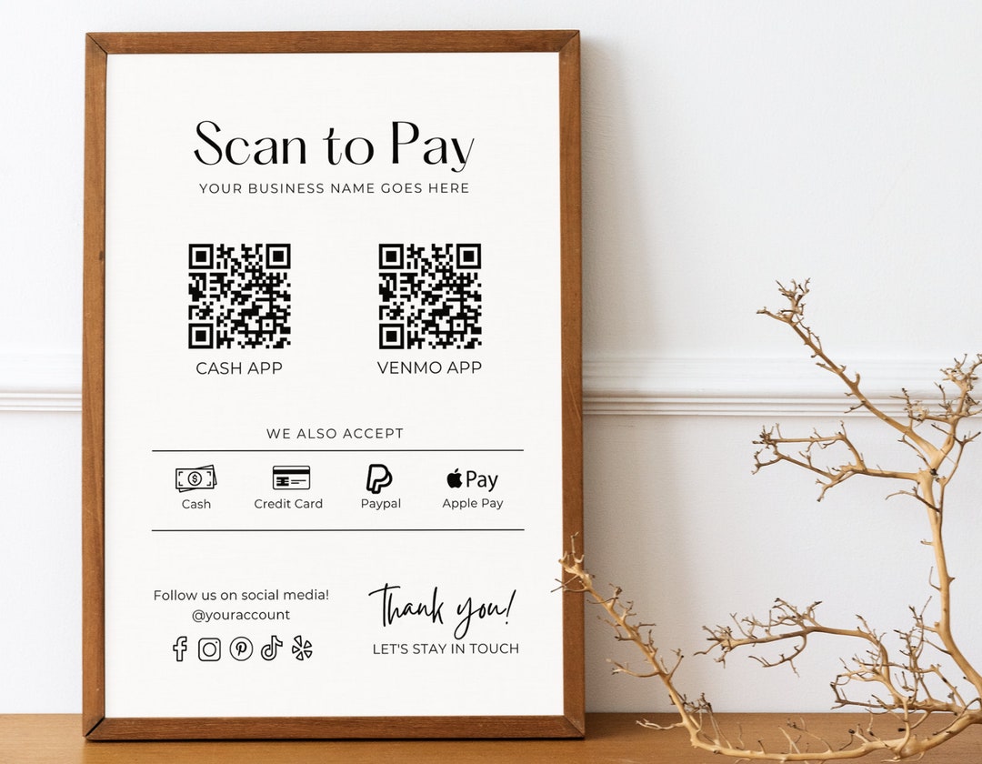 Scan to Pay Sign | QR Code Sign | Printable Payment Sign | Accepted ...