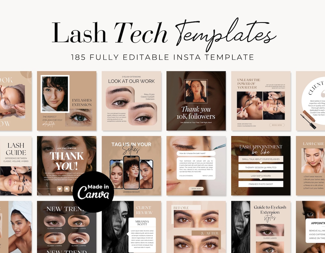 Lash Tech Instagram Post| Lash Artist Instagram Templates| Eyelashes ...