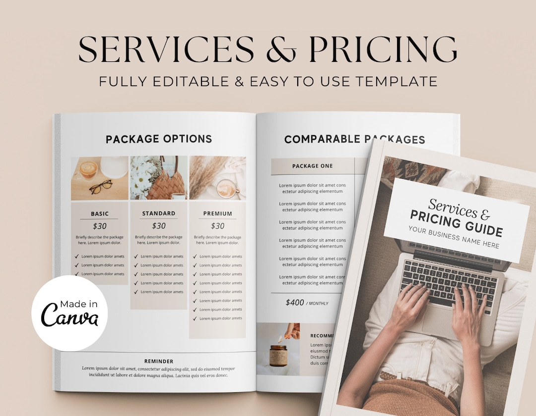 Services and Pricing Guide Template| Price List, Linesheet Template ...