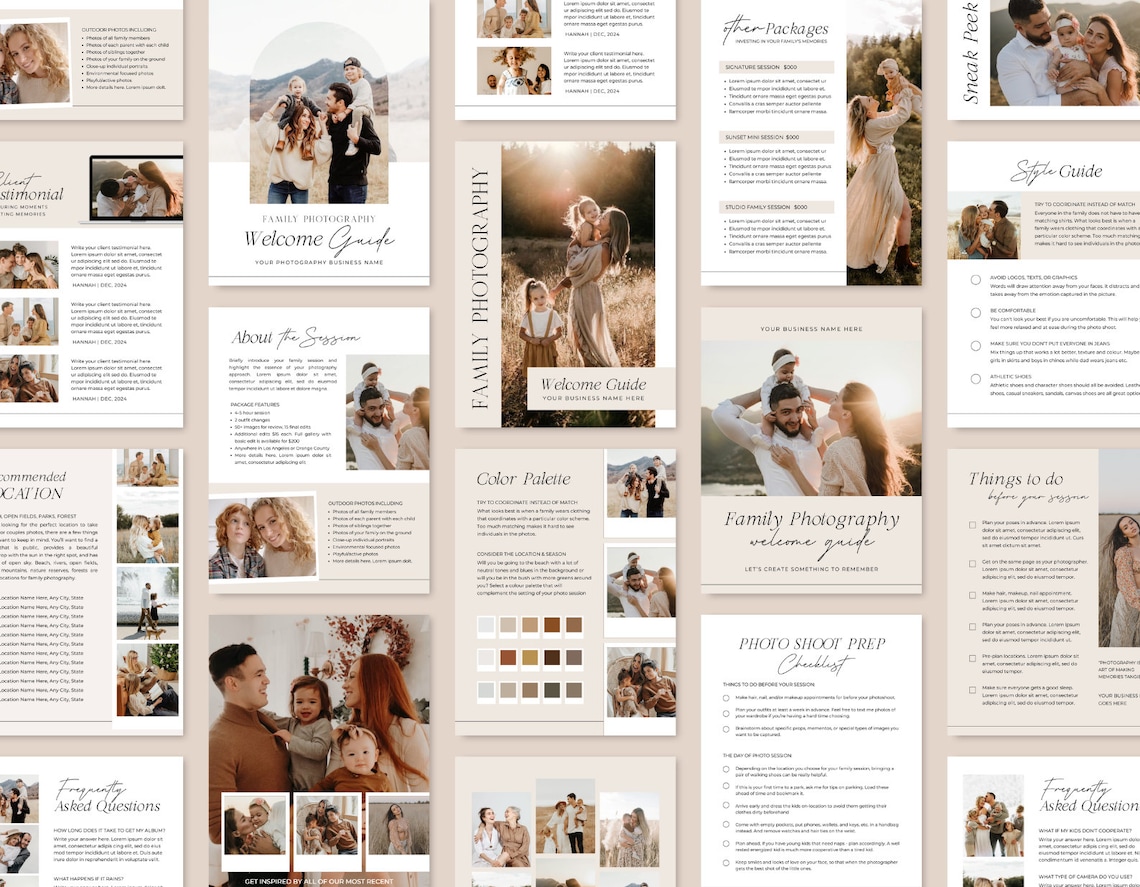 Photography Family Session Guide | Welcome Guide Template | Family ...