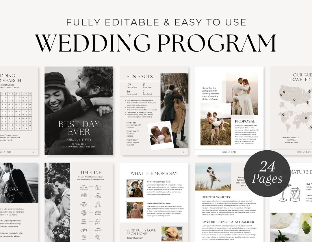 Wedding Day Magazine Template | Wedding Program Template | Infographic ...