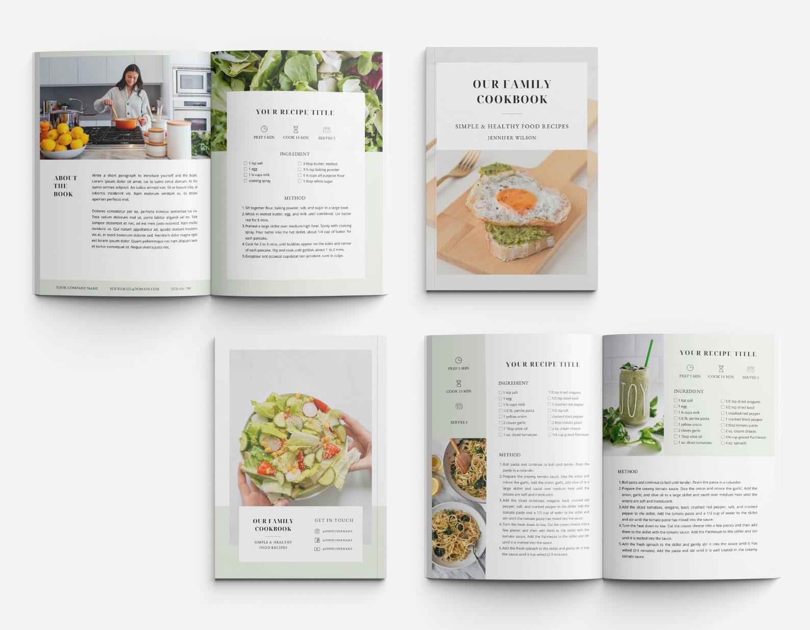 Recipe Book Template | Canva Cookbook Template | Recipe Ebook Template ...