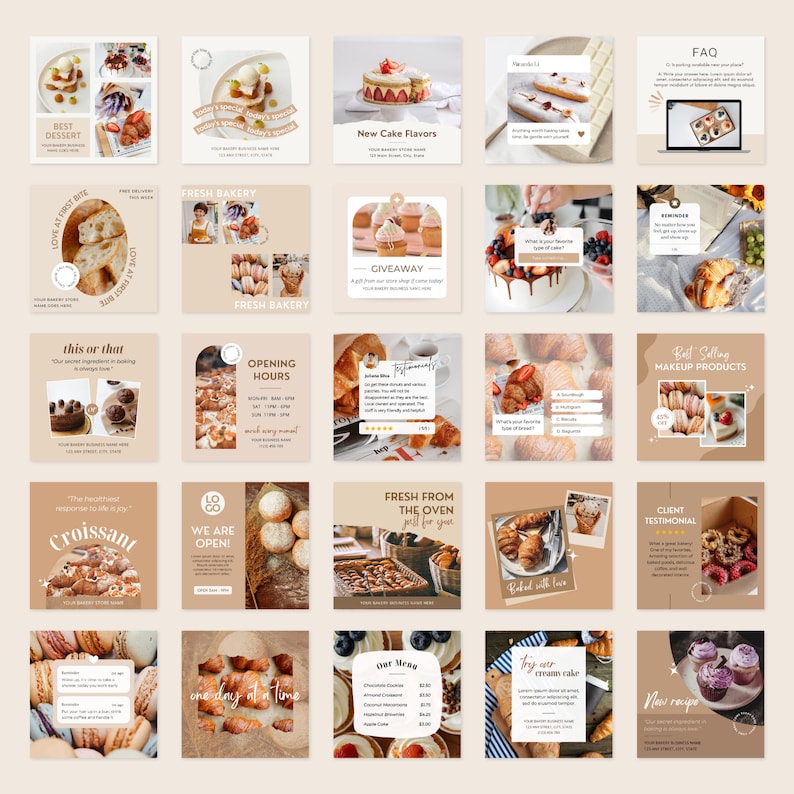 Bakery Instagram Post Templates | Café Instagram Template | Cake ...