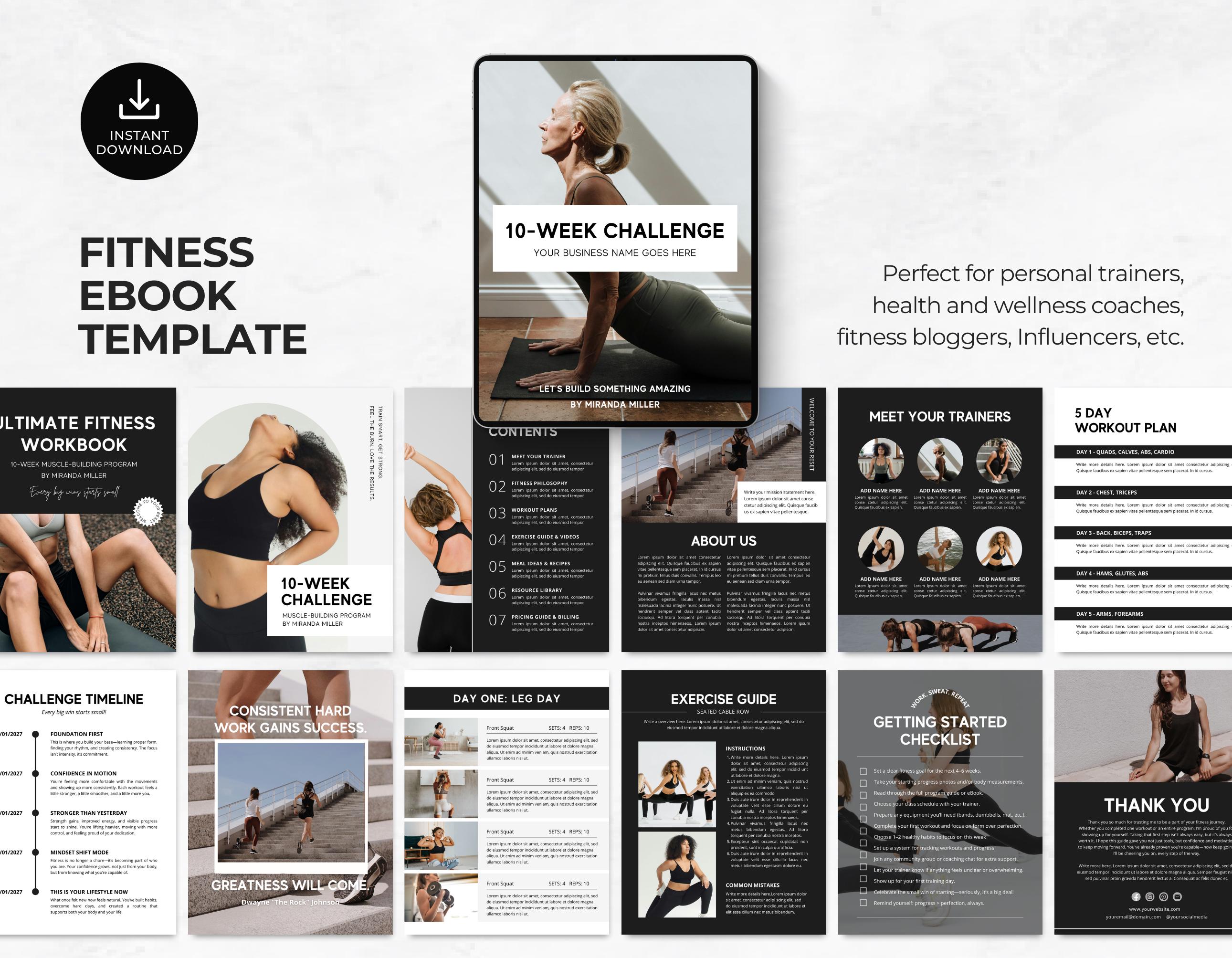 Fitness Ebook Template| Workout Plan Fitness Ebook | Fitness Planner ...