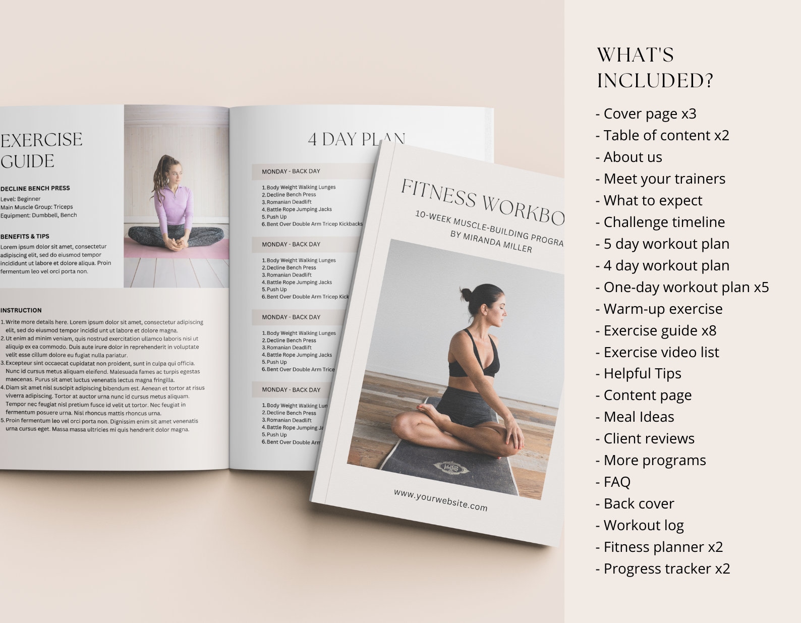 Fitness Ebook Template | Fitness Program Planner | Fitness Yoga Coach ...