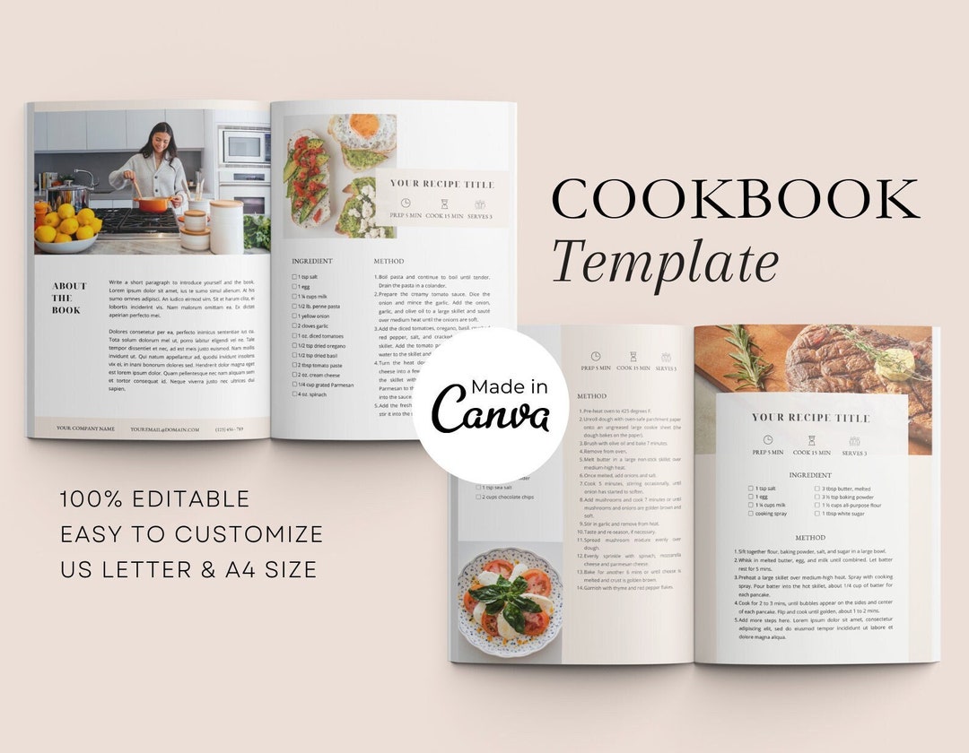 Cookbook Template Recipe Book Template Cook Book Template - Etsy