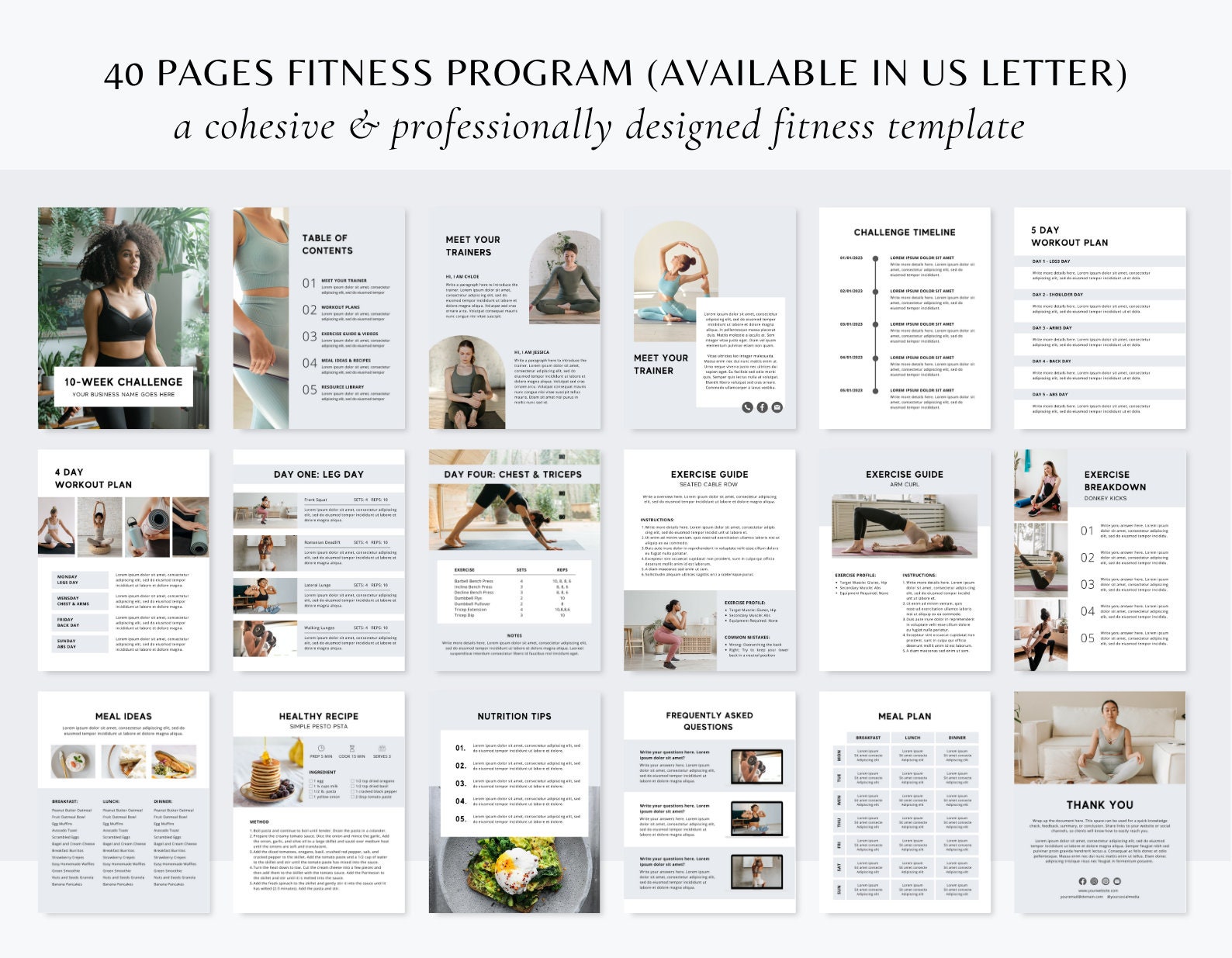 Fitness Ebook Template | Fitness Planner | Ebook Exercise Template ...