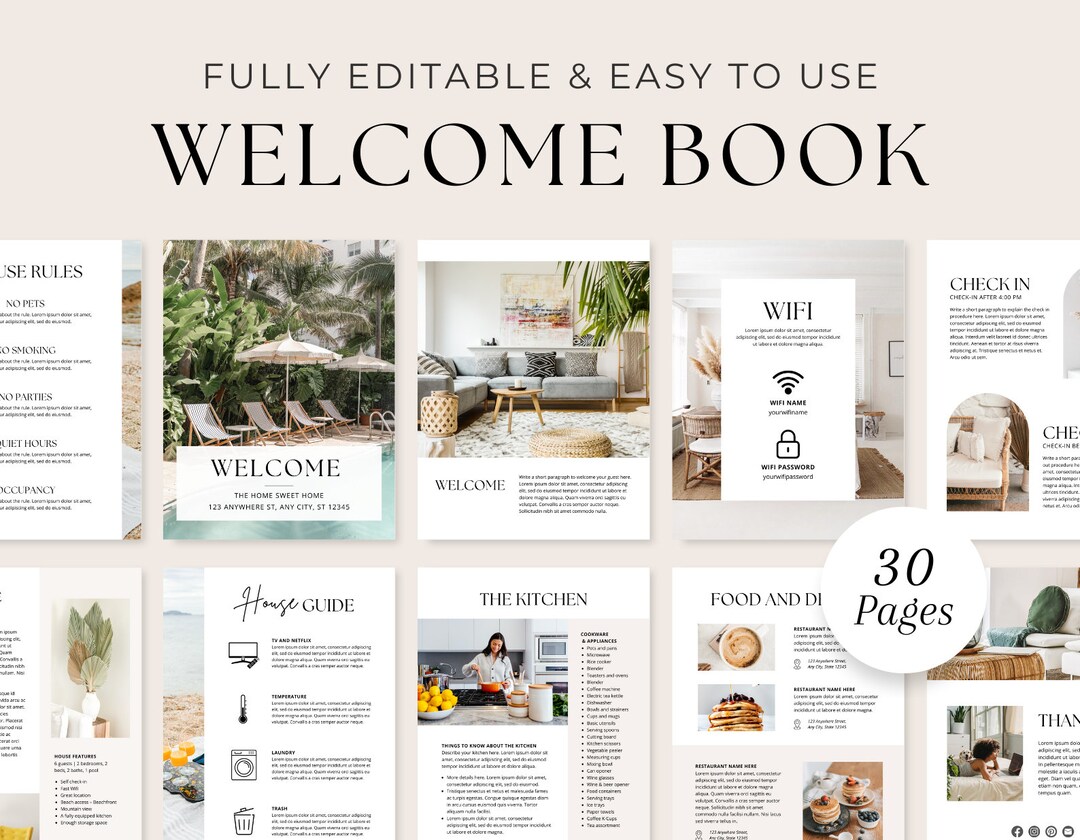 Airbnb Welcome Book Template | Welcome Book for Vacation Rental ...