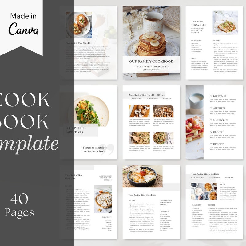 Recipe Book Template - Etsy