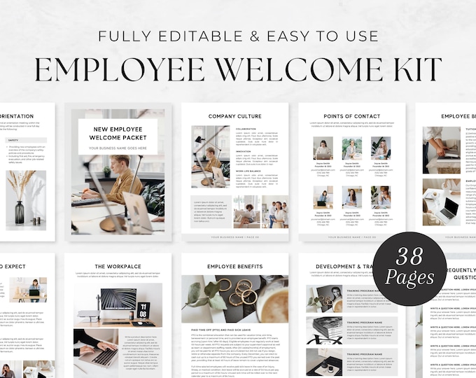 Employee Handbook Template, New Hire Onboarding Welcome Packet, HR ...