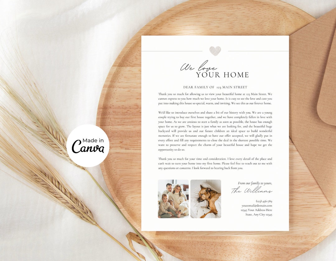 Home Offer Letter Template | Home Buyer Offer Letter | Home Love Letter ...