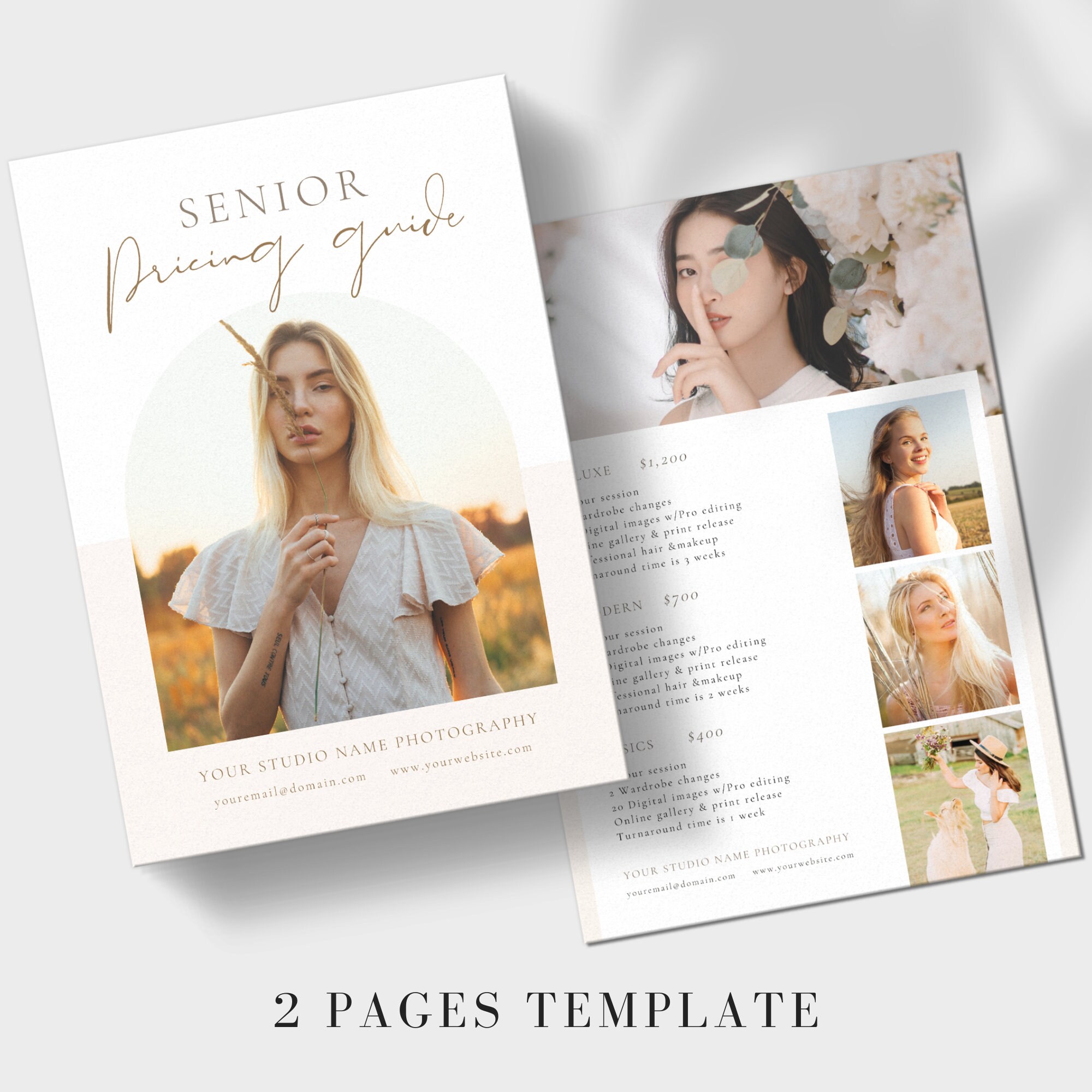 Senior Photography Pricing List| Senior Pricing Guide Sheet Template ...