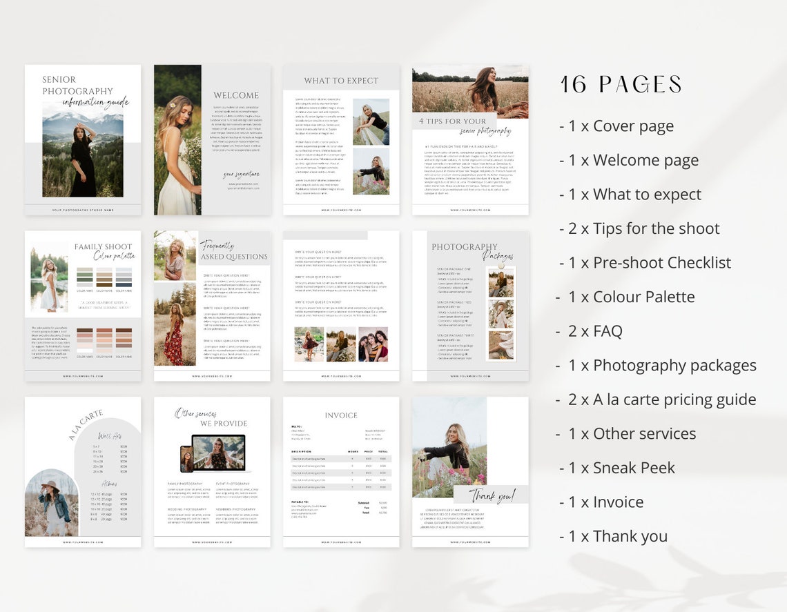 Senior Photography Welcome Guide Template| Client Guide Template ...