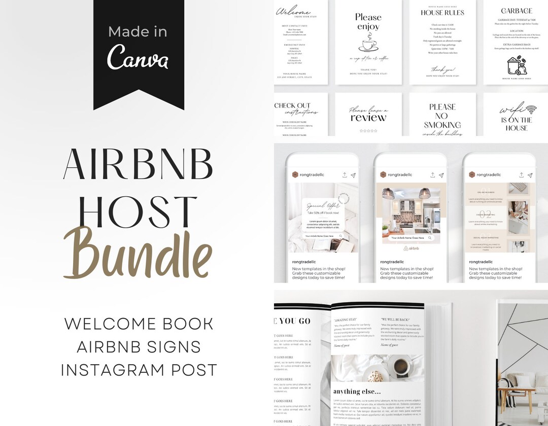 Airbnb Template Bundle | Welcome Book Template | Airbnb Welcome Sign ...