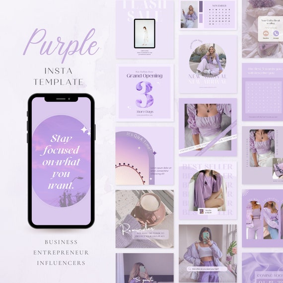 Purple Instagram Template Minimalist Instagram Post Template Etsy