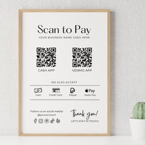 Scan to Pay Sign | QR Code Sign | Printable Payment Sign | Accepted ...