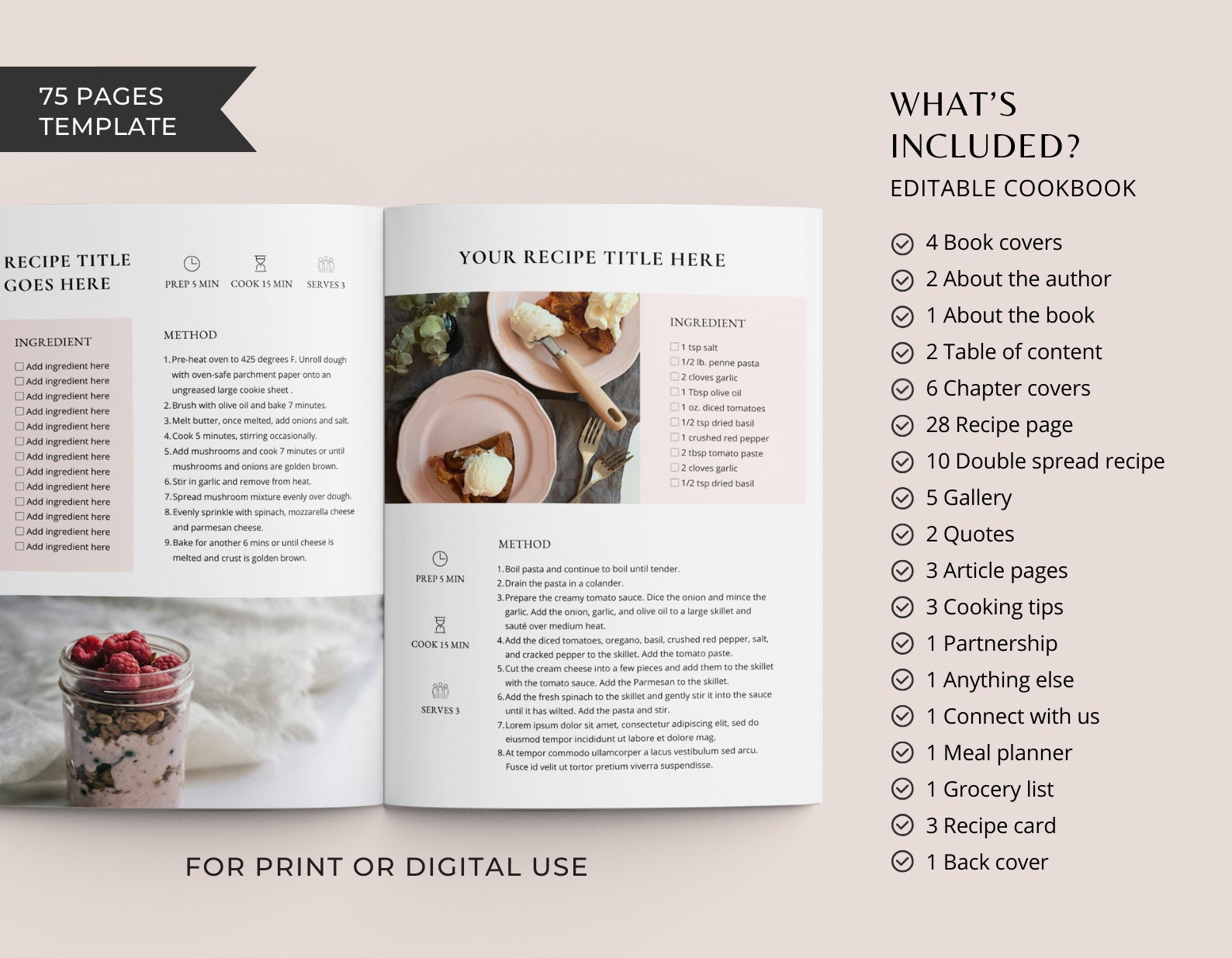 Cookbook Template | Editable Recipe Book Template | Printable Family ...