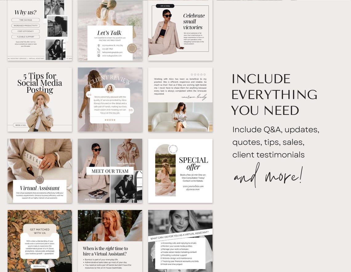 Virtual Assistant Instagram Templates | Social Media Manager Templates ...