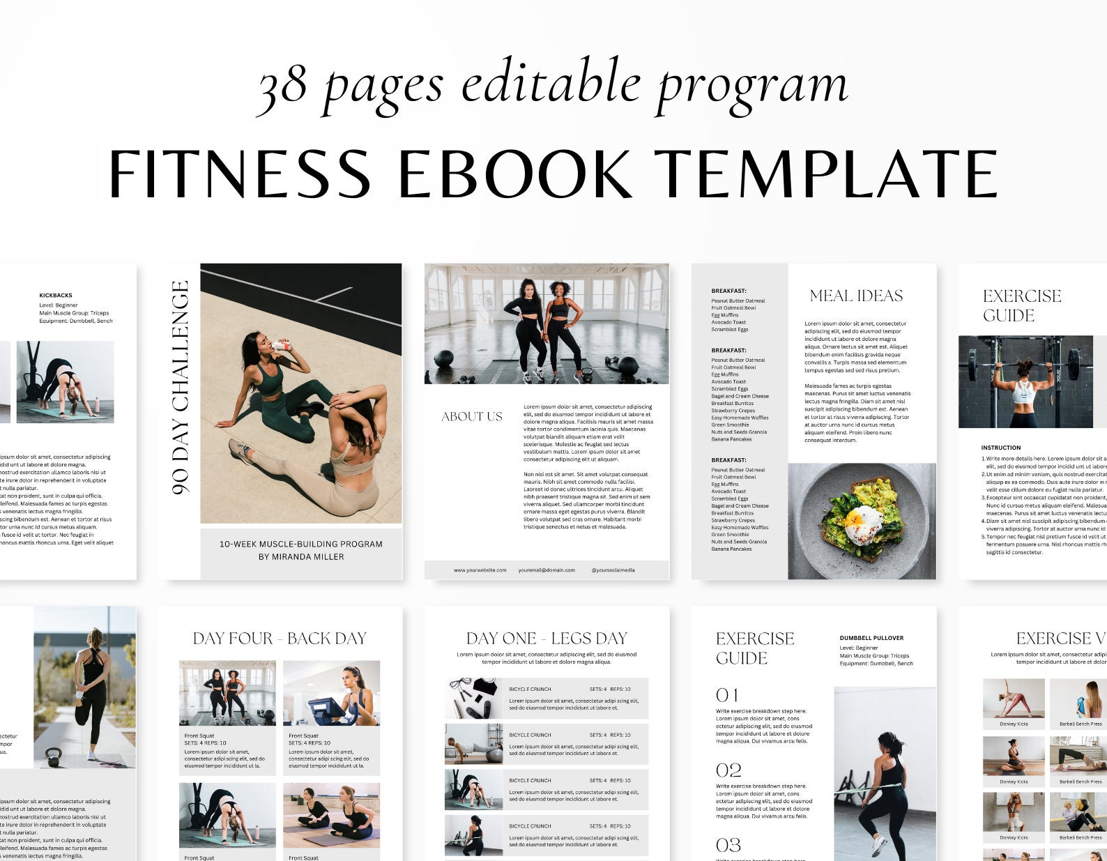 Fitness Ebook Template |fitness Planner| Ebook Exercise Template ...