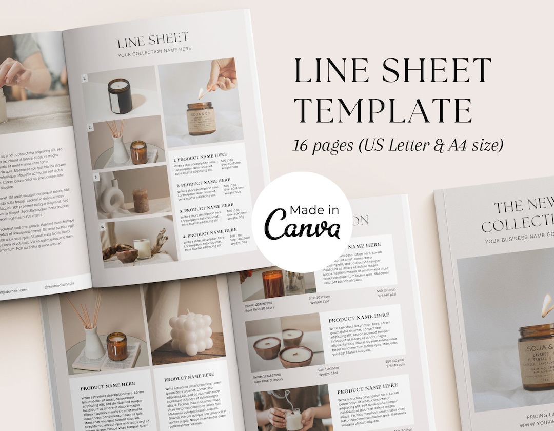 Wholesale Line Sheet Template | Business Catalog Template | Etsy ...