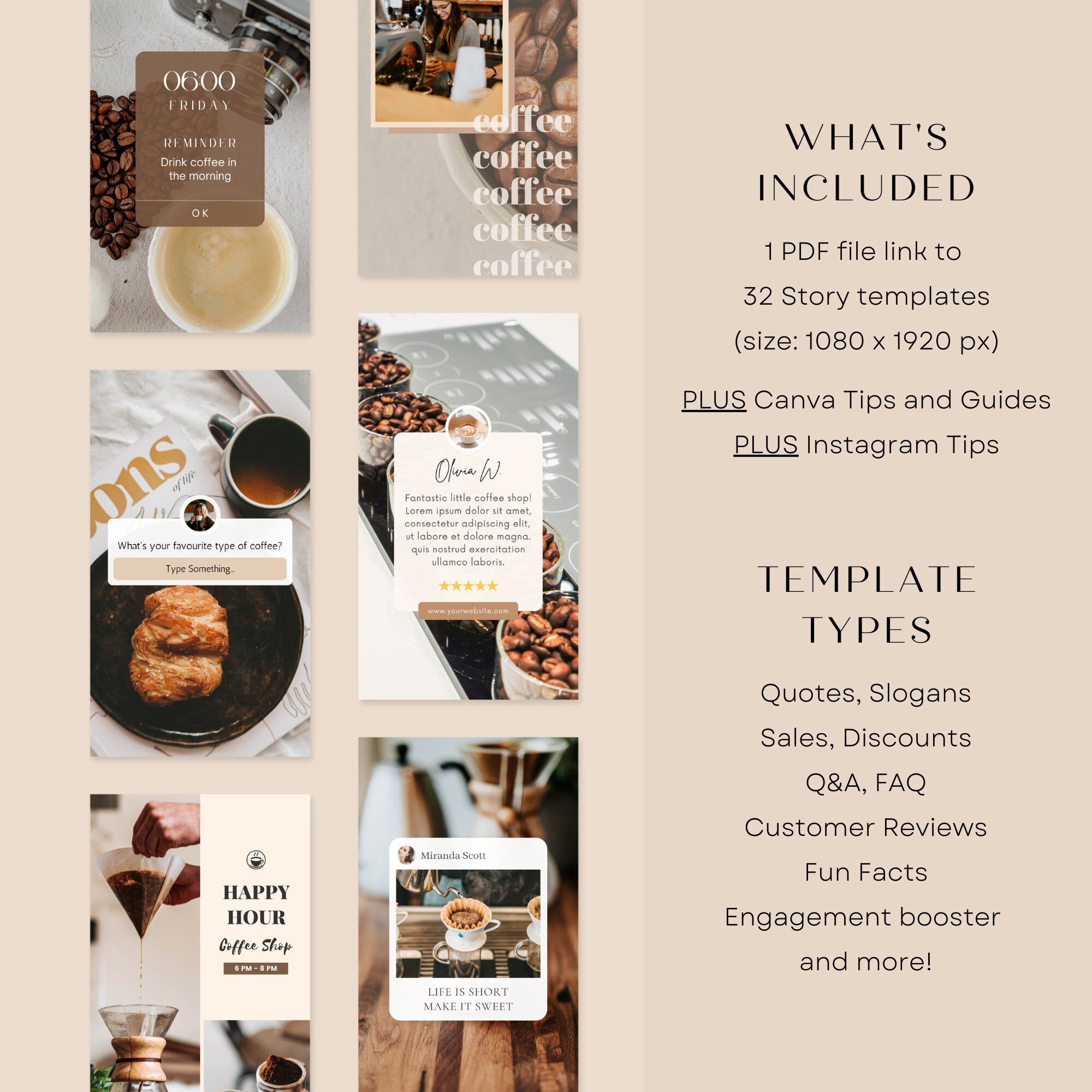 Coffee Instagram Story Template| Café Business Social Media | Coffee ...