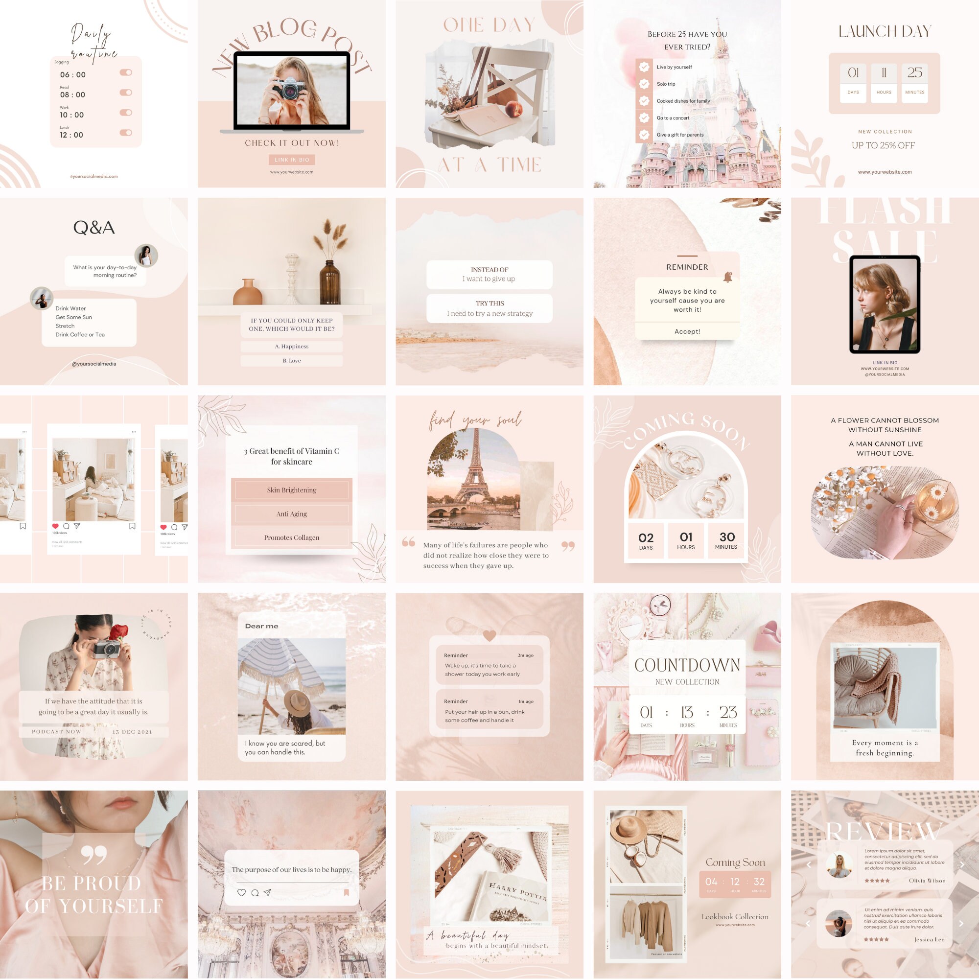 75 Pink Instagram Templates| Minimalist Instagram Post Template ...