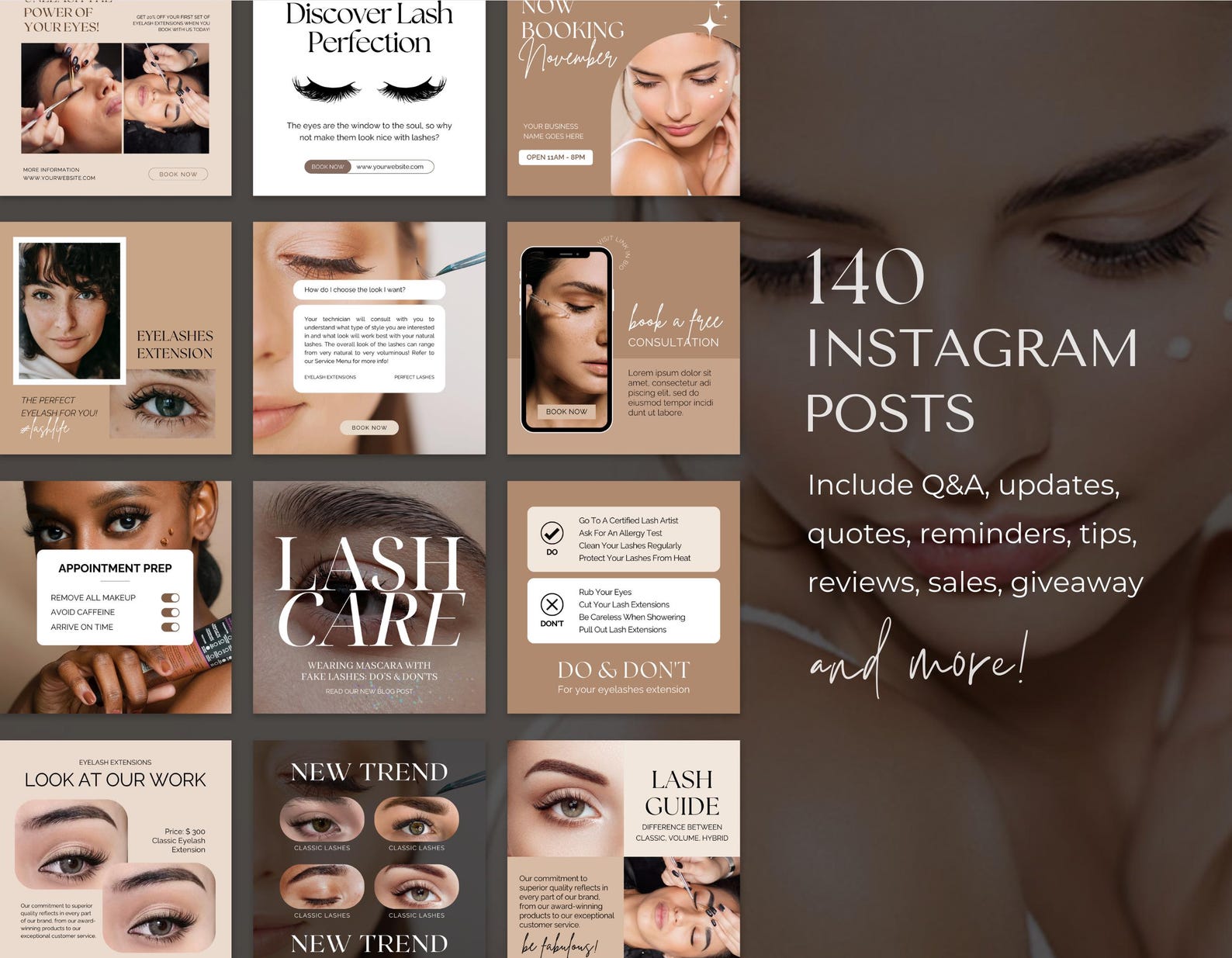 Lash Tech Instagram Post Template | Lash Extension | Story Highlight ...