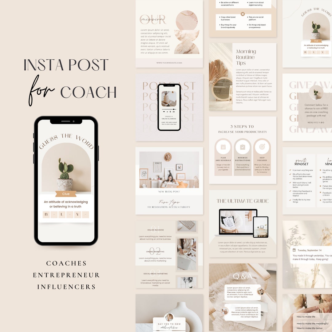 75 Esthetician Instagram Post Templates | Coach Social Media | Blogger ...