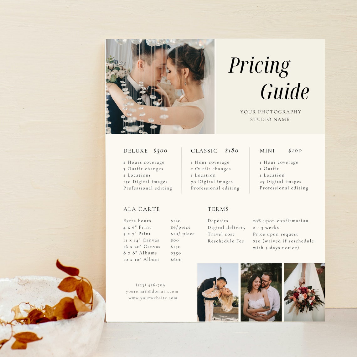 Wedding Photography Pricing List| Wedding Pricing Guide Sheet Template ...