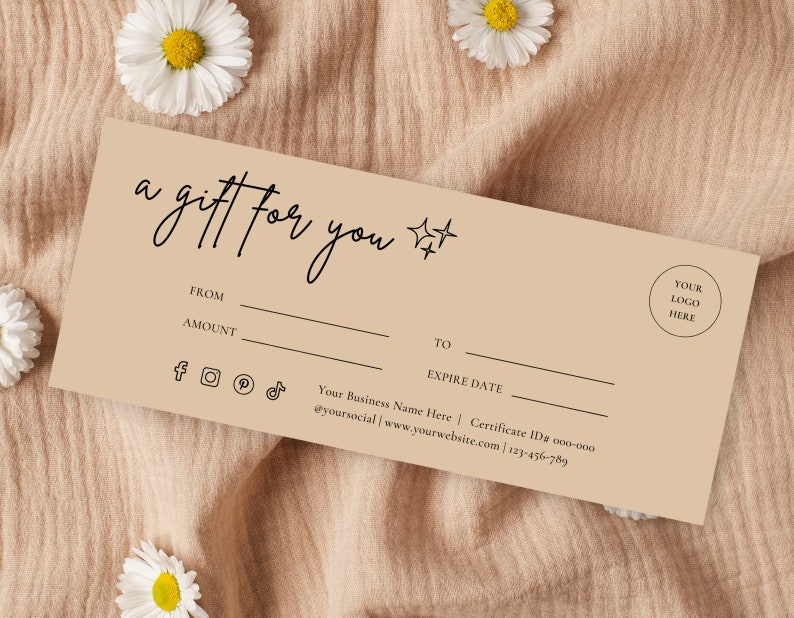 Gift Certificate Template DIY Gift Card Printable Gift - Etsy
