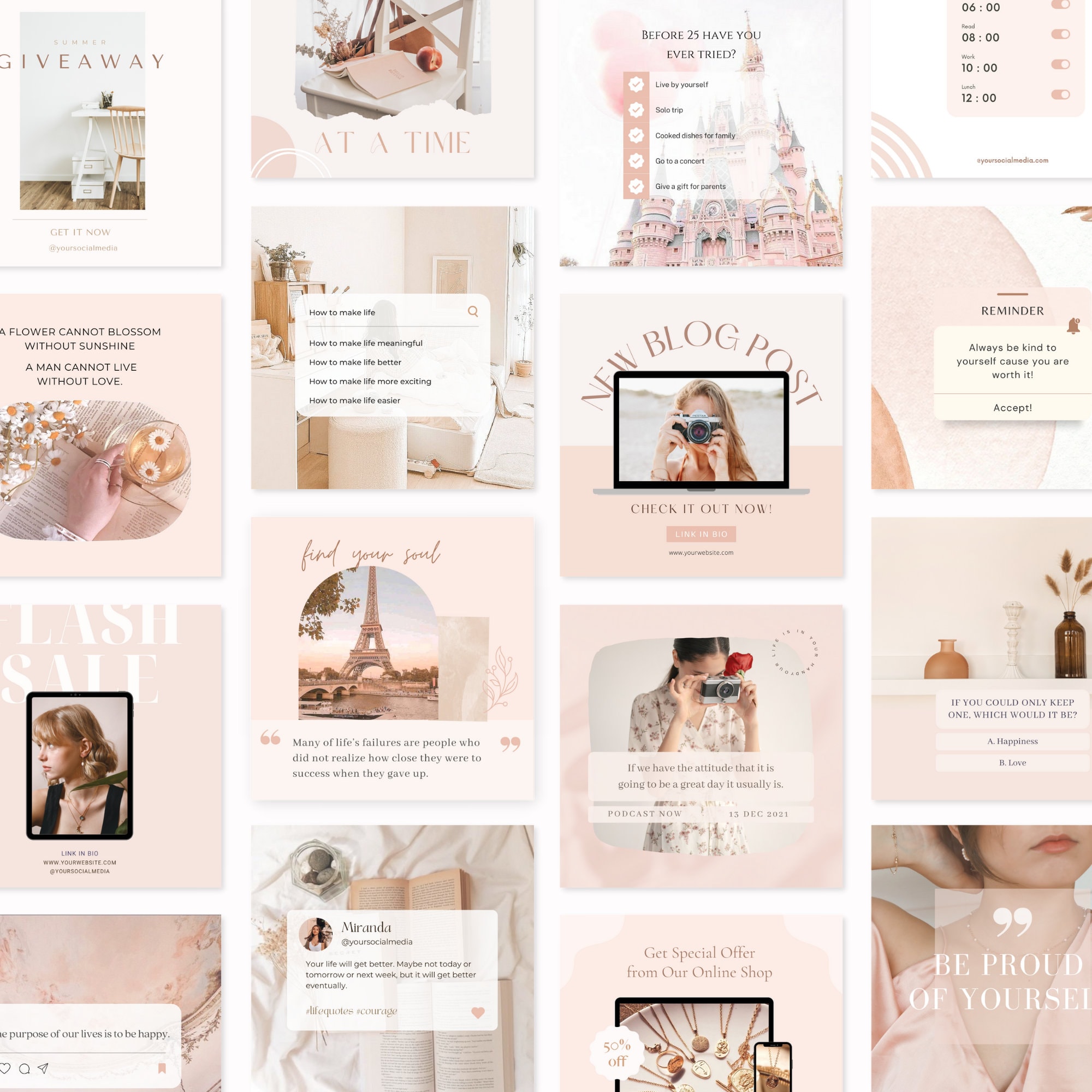 75 Pink Instagram Templates| Minimalist Instagram Post Template ...