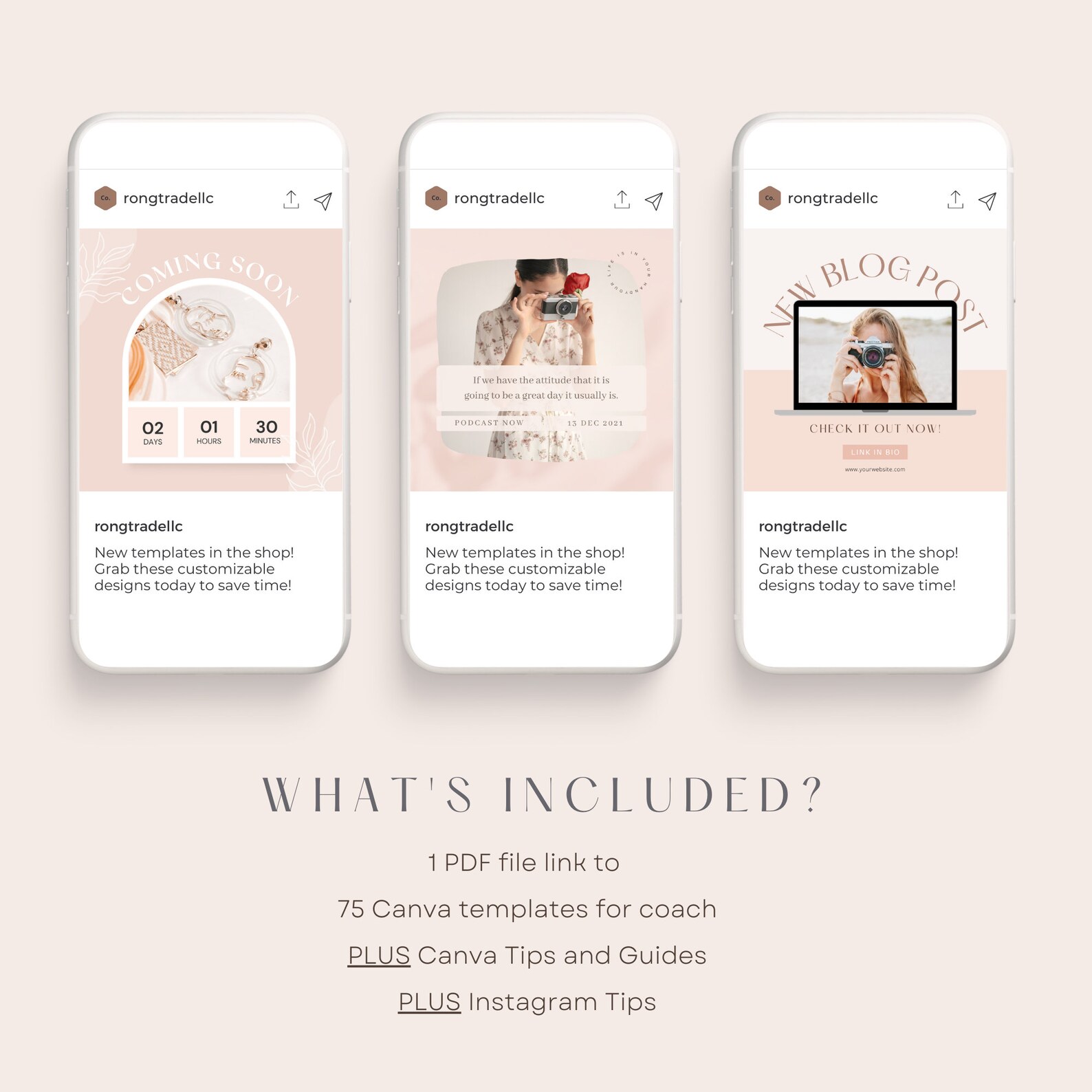 75 Pink Instagram Templates| Minimalist Instagram Post Template ...