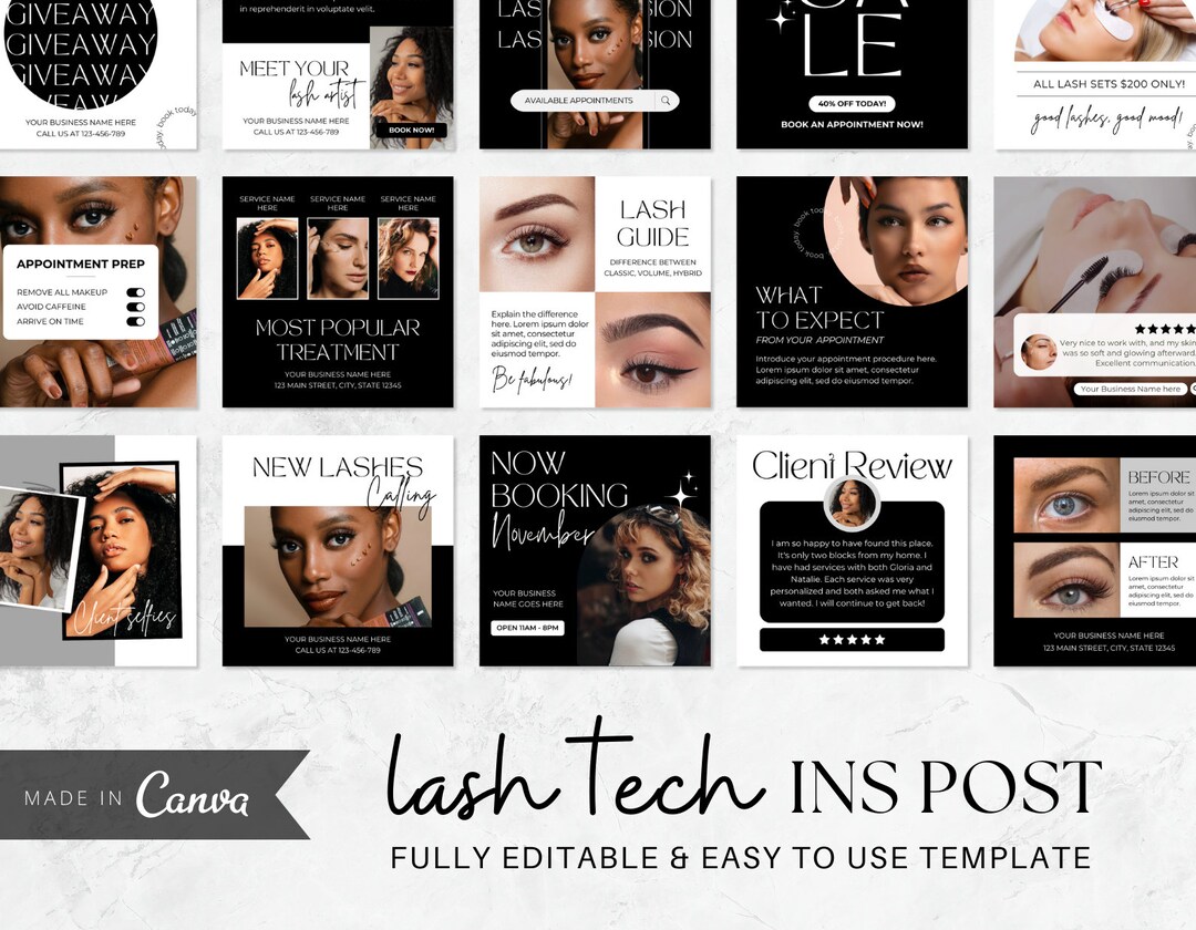 Lash Tech Instagram Post Template | Lash Extension | Story Highlight ...
